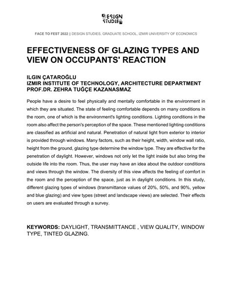 Pdf Effectiveness Of Glazing Types And View On Occupants Reaction