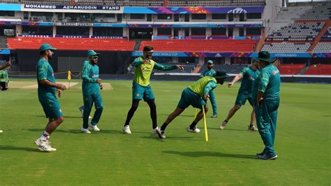 Cwc 2023 Pakistan Team Practices At Hyderabad Stadium Ahead Of Warm Up