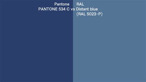 Pantone 534 C Vs Ral Distant Blue Ral 5023 P Side By Side Comparison