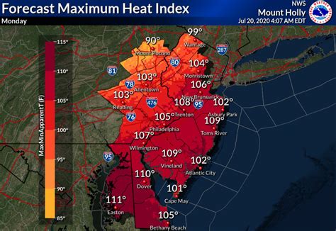 Nj Weather Dangerous Heat Wave Peaks Today Itll Feel Like 110