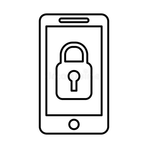Mobile Lock Icon In Outline Style Stock Vector Illustration Of Safe