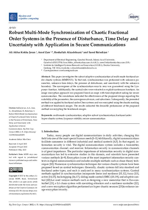 Pdf Robust Multi Mode Synchronization Of Chaotic Fractional Order