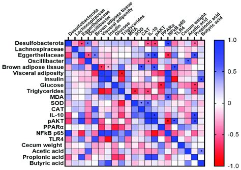 Heat Map Of Pearsons Correlations Between Markers Of Gut Microbiota