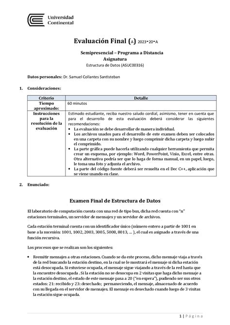 Evaluacion Final Estructura De Datos Exámenes De Programación C