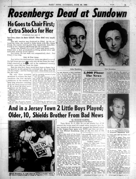 Julius And Ethel Rosenberg Are Executed In 1953 New York Daily News