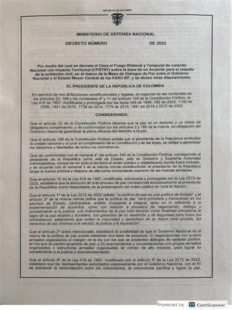 Decreto Cese Al Fuego Bilateral Gobierno Emc Farc Pdf