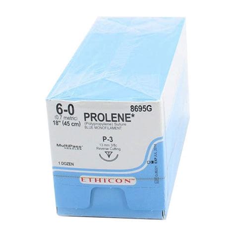 Prolene® Polypropylene Blue Monofilament Sutures 6 0 P 3 Precision