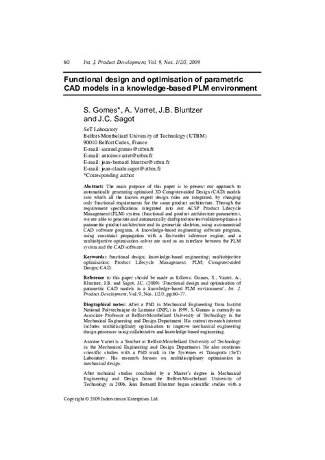 Pdf Functional Design And Optimisation Of Parametric Cad Models In A