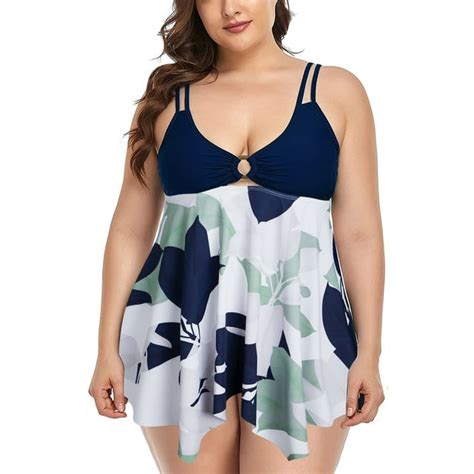 Rivelino Plus Size Two Piece Swim Dress For Women Flowy Tankini