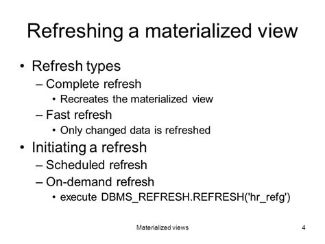 Materialized Views Snapshot Tables Ppt Video Online Download
