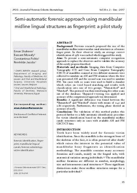 Pdf Semi Automatic Forensic Approach Using Mandibular Midline Lingual