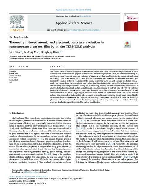 Pdf Thermally Induced Atomic And Electronic Structure Evolution In Nanostructured Carbon Film
