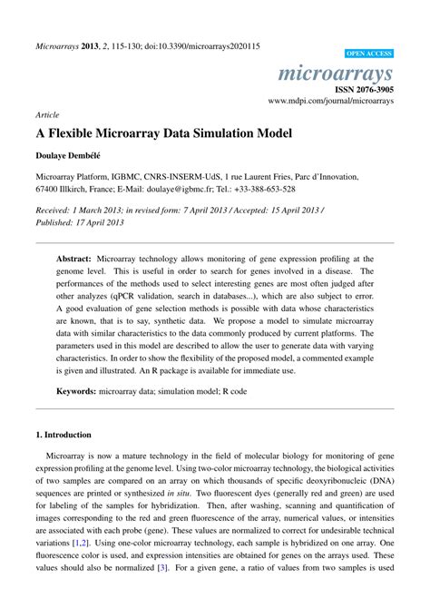 pdf a flexible microarray data simulation model