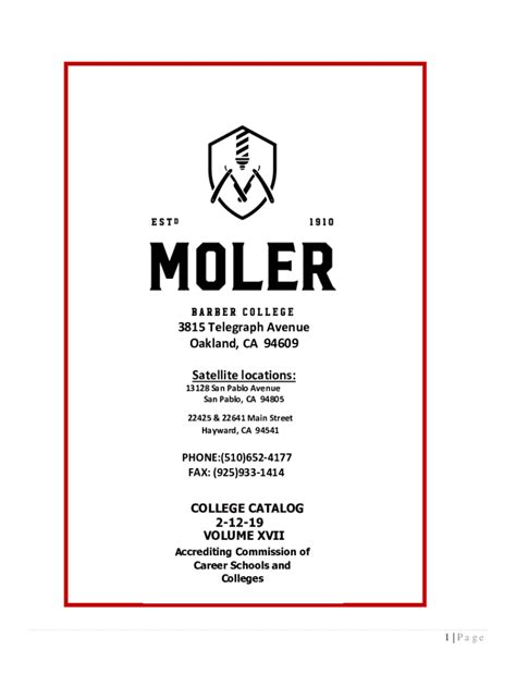 Fillable Online About Moler Barber College Barber School In The Bay Area Fax Email Print