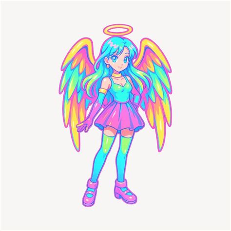 Colorful Anime Angel Illustration Premium Ai Generated Image