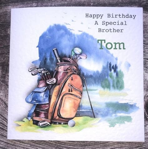 Golf Happy Birthday Card Handmade And Personalised Sonbrotherdad