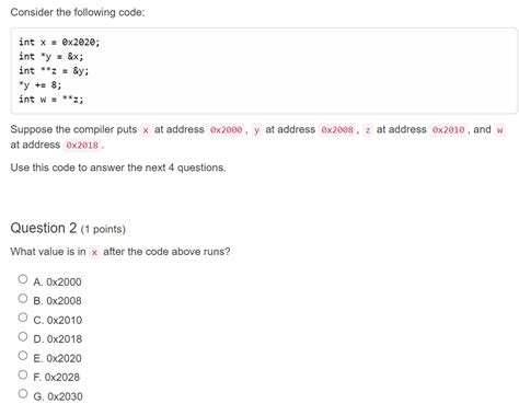 Solved Consider The Following Code Use This Code To Answer