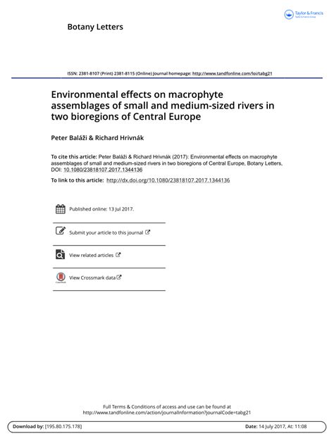 Pdf Environmental Effects On Macrophyte Assemblages Of Small And Medium Sized Rivers In Two