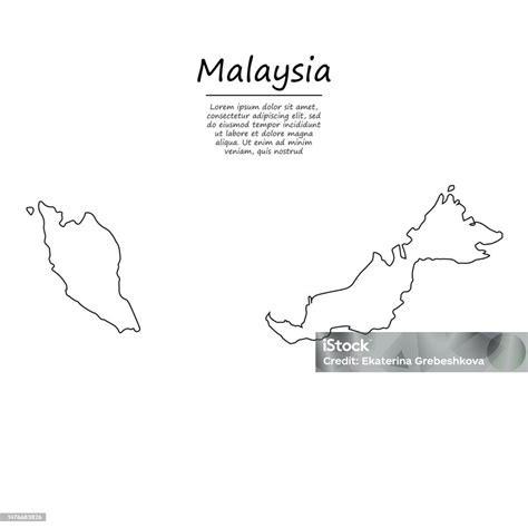 Carte Simple De La Malaisie Dans Le Style De La Ligne Desquisse
