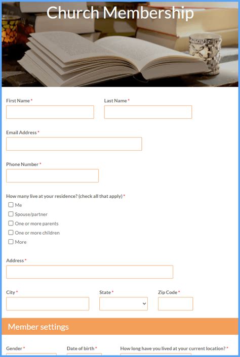 Church Membership Form Template Formsite