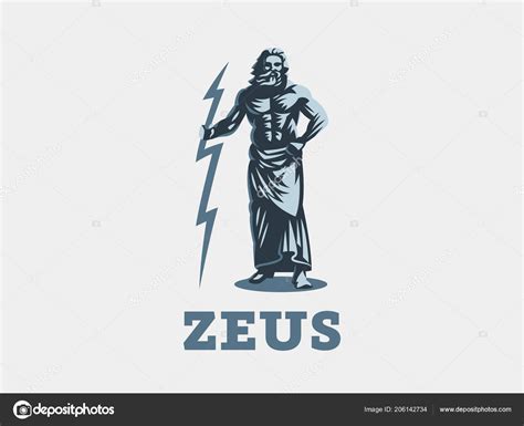 El Dios Griego Zeus Zeus Está De Pie Con Un Rayo En Sus Manos Stock