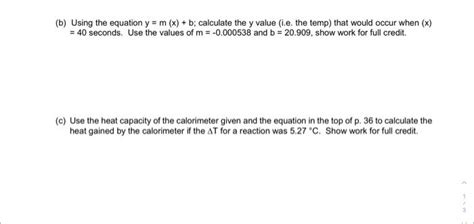 Solved B Using The Equation Ymxb Calculate The Y