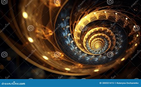 An Abstract Golden Swirl with the Sun Shining through the Center Stock Illustration ...