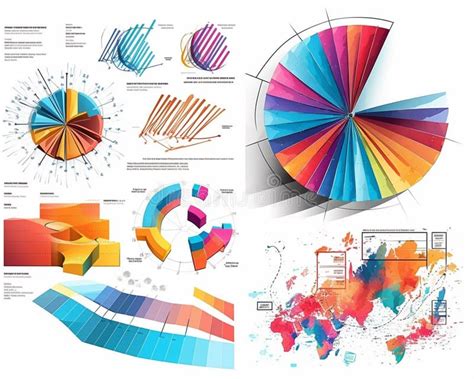 Data Visualization Charts Diagrams Vibrantly Illustration With White