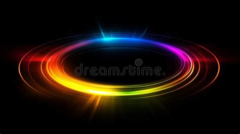 Vibrant Circular Light Spectrum With Radiant Colors On Black Background