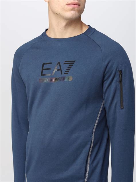 EA7: sweatshirt for man - Ocean | Ea7 sweatshirt 6LPM41PJANZ online on ...