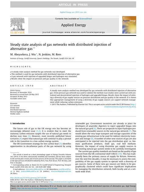 Pdf Steady State Analysis Of Gas Networks With Distributed Injection