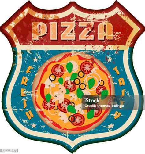 빈티지 향수 피자와 이탈리아 길가 레스토랑 간판 벡터 일러스트레이션 가상의 작품 음식에 대한 스톡 벡터 아트 및 기타 이미지 음식 주석 표지판 Istock