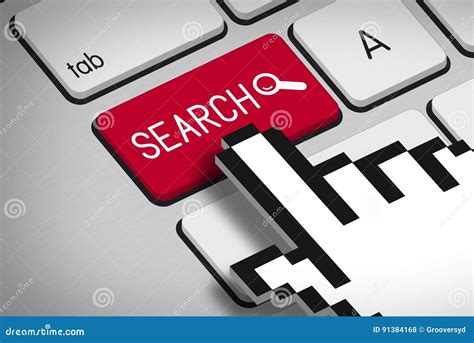 Computer Keyboard With Search Button And Hand Cur Stock Illustration