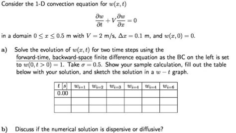 Solved Consider The 1 D Convection Equation For