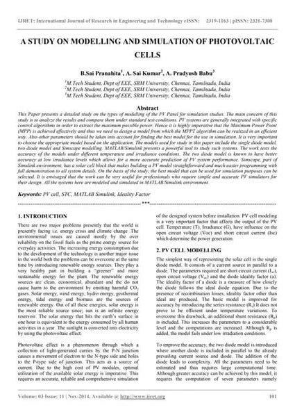 Mathematical Modeling And Simulation Of Photovoltic Array