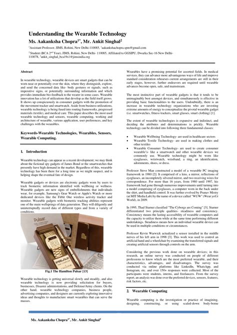 Pdf Understanding The Wearable Technology