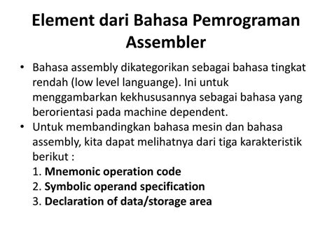 Ppt Element Dari Bahasa Pemrograman Assembler Powerpoint Presentation