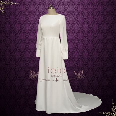 Simple Modest Long Sleeves Wedding Dress Nyasia Ieie Bridal