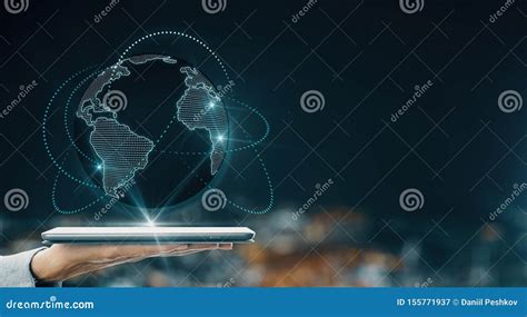 Global Internet Concept With Human Hand Holding Digital Tablet