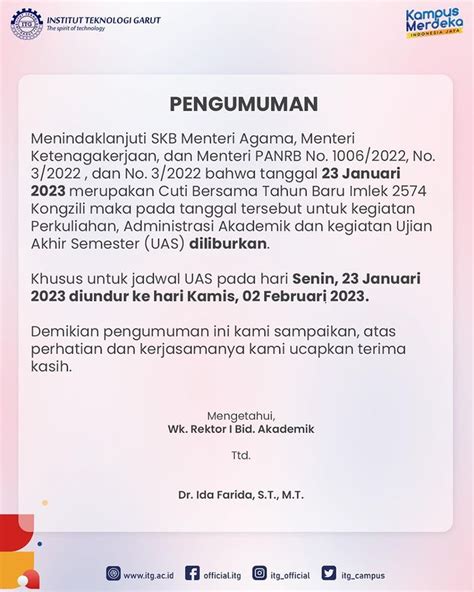 Pengumuman Libur Tahun Baru Imlek 2574 Kongzili Teknik Informatika