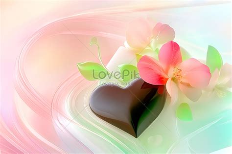 하트 모양의 케이크와 꽃 일러스트 무료 다운로드 Lovepik