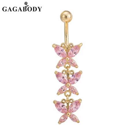 2017 Belly Ring Navel Dangle Butterfly Rhinestone Body Jewelry Piercing