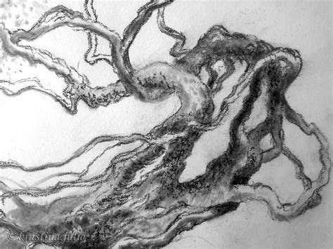 Charcoal Drawing Illustration Landscape Realistic Tree Hand Etsy