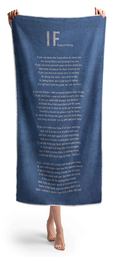 If By Rudyard Kipling Famous Poem On Blue Worn Canvas 1 Beach Towel By Design Turnpike