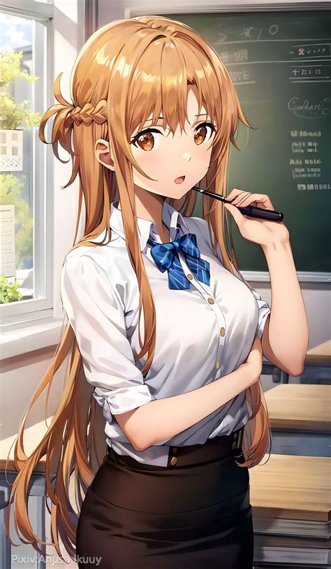 Fantasy Anime Illustration Asuna Yuuki In Armor And Skirt Artofit