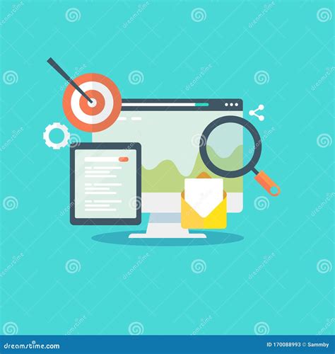 Flat Design Vector Illustration Seo Concept Search Engine Optimization And Targeting Online