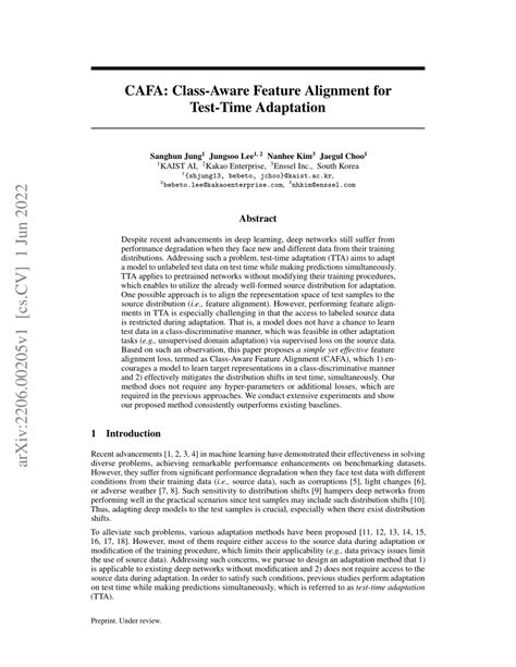 Pdf Cafa Class Aware Feature Alignment For Test Time Adaptation