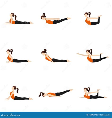 Lying On Stomach Yoga Poses Set Ii Stock Vector Illustration Of Body