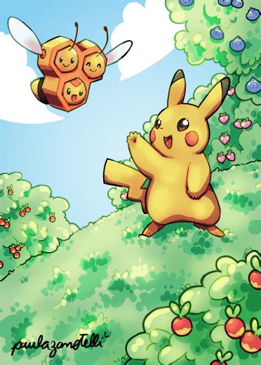 Pikachu And Combee Illustration I Made Recently R Pokemon