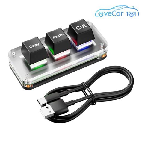 RGB Mini Cut Copy Paste Keyboard Hotswap 3 Key Ctrl X C V Shortcut One